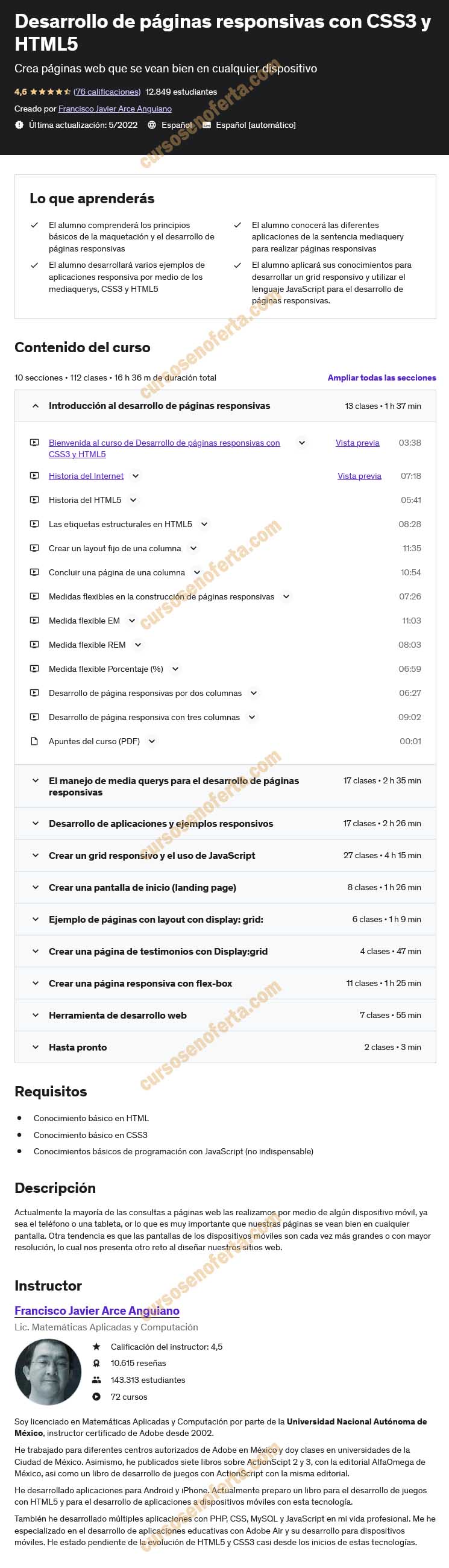 Desarrollo de páginas responsivas con CSS3 y HTML5 - cursosenoferta.com